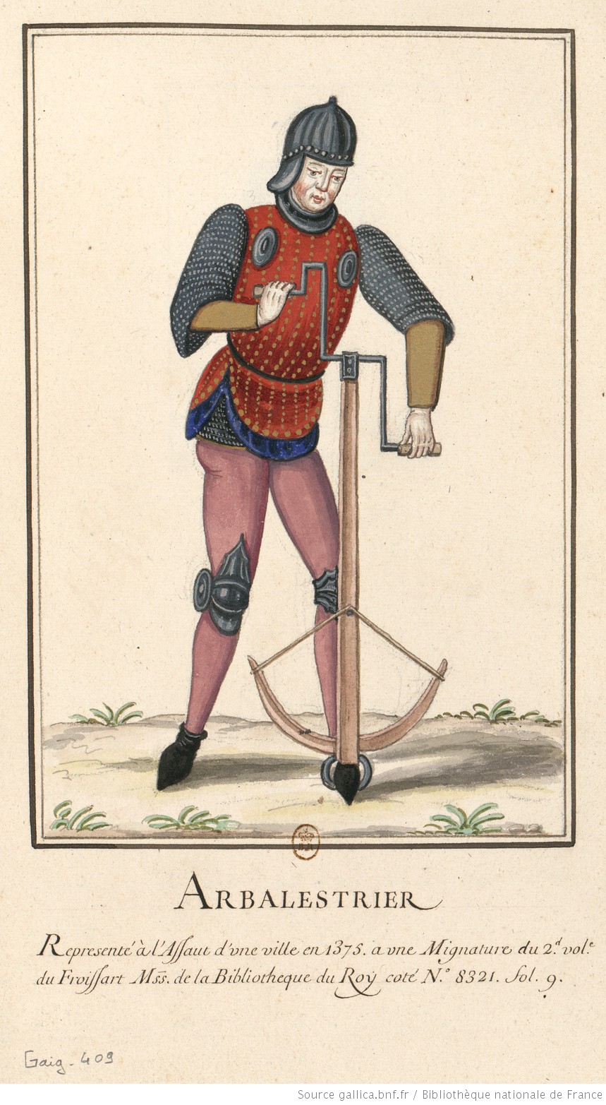 L'arbalétrier (protection et rechargement de l'arme) (1375)